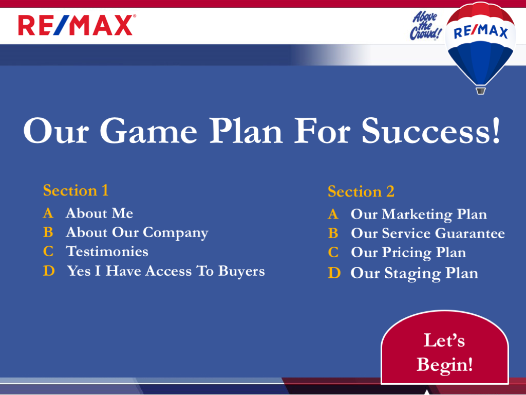 RE MAX Listing Presentation Template For RE MAX Agents